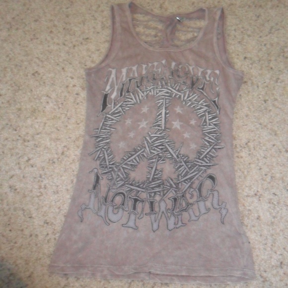 Affliction | Tops | Affliction Make Love Not War Peace Zipper Tank ...